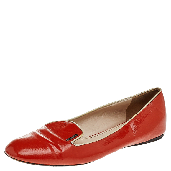 Prada | Shoes | Prada Orange Patent Leather Smoking Slipper Size 39 ...